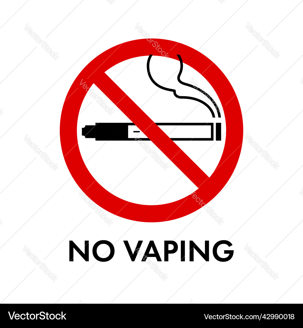 No vaping prohibition sign printable Royalty Free Vector