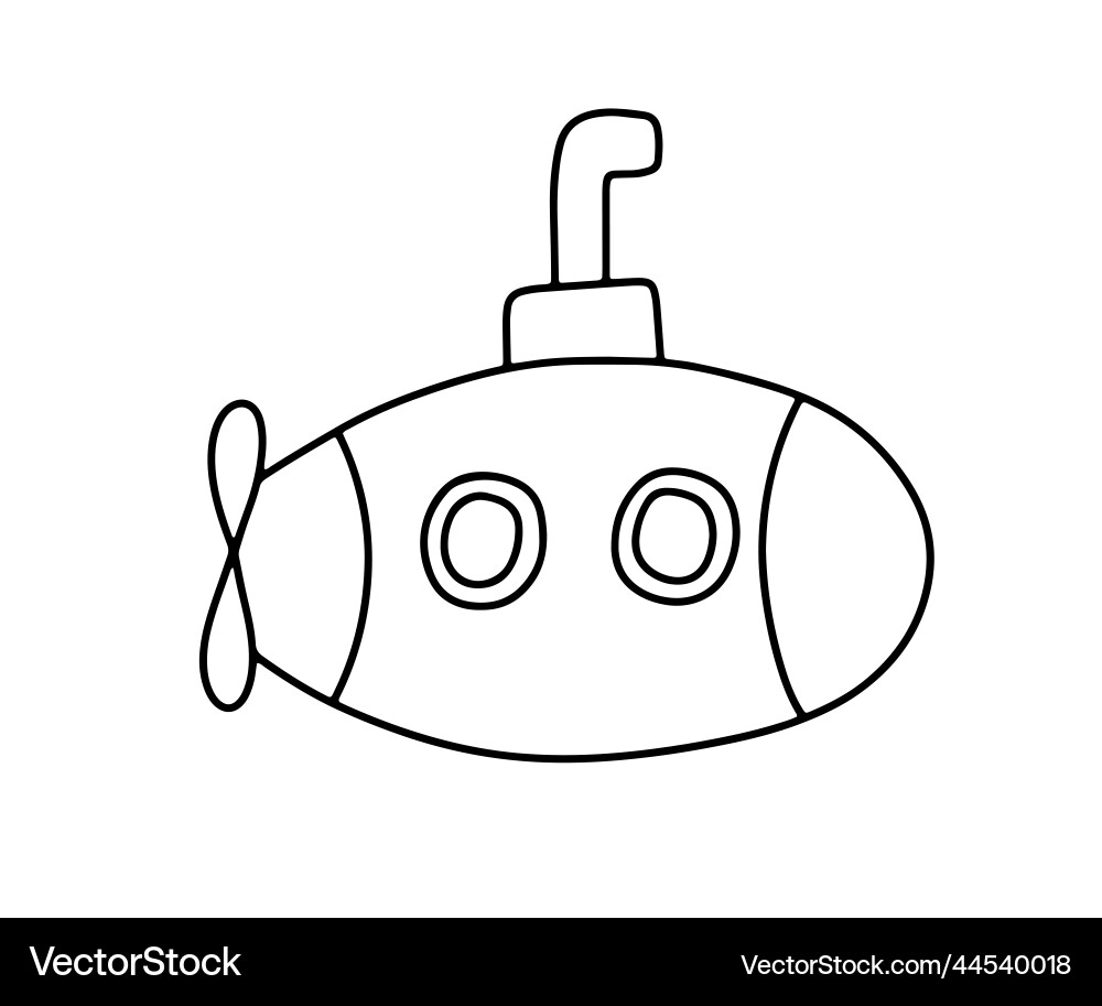 Outline retro submarine bathyscaphe childish Vector Image