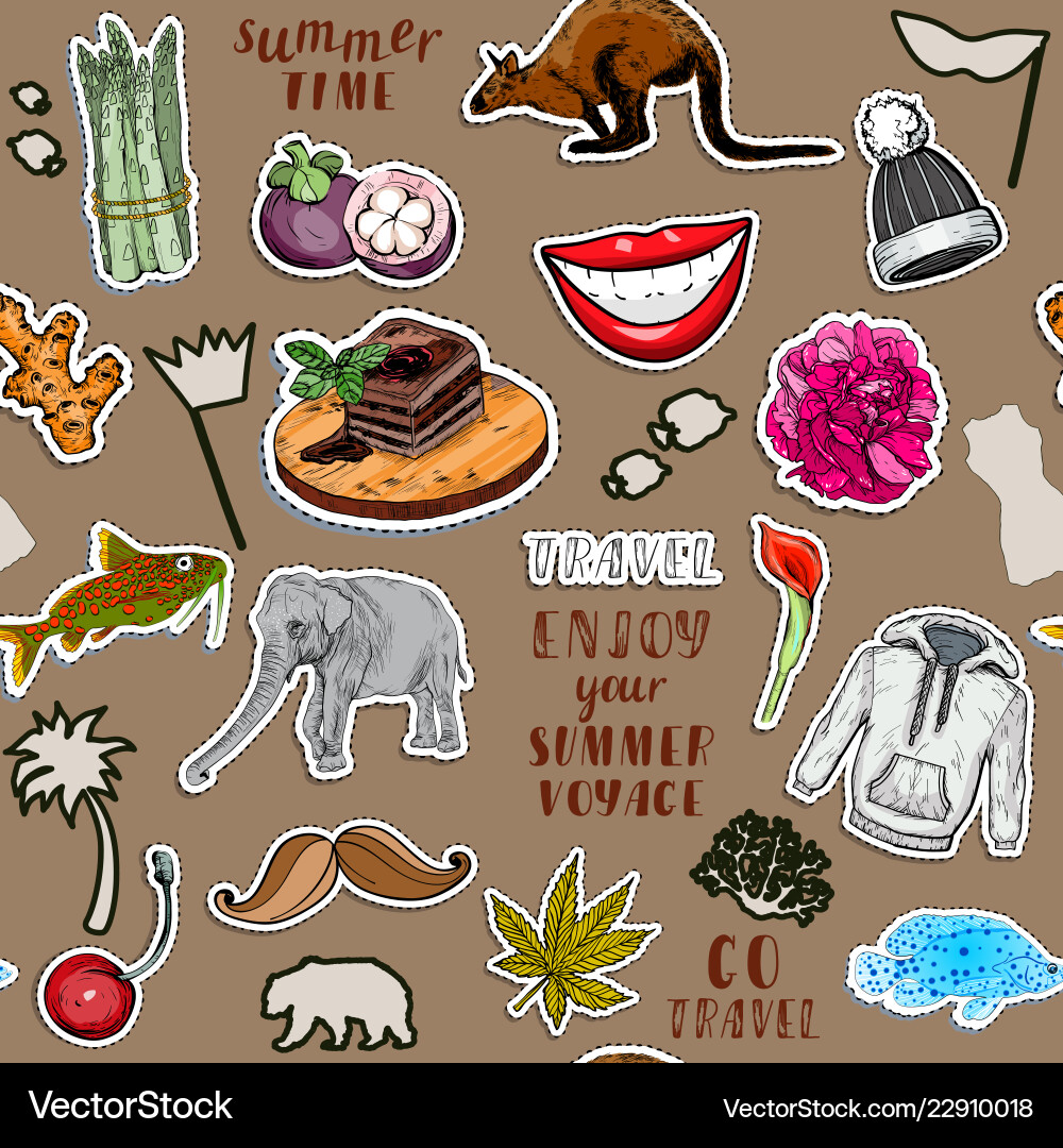 Seamless patter with colorful stickers set Vector Image