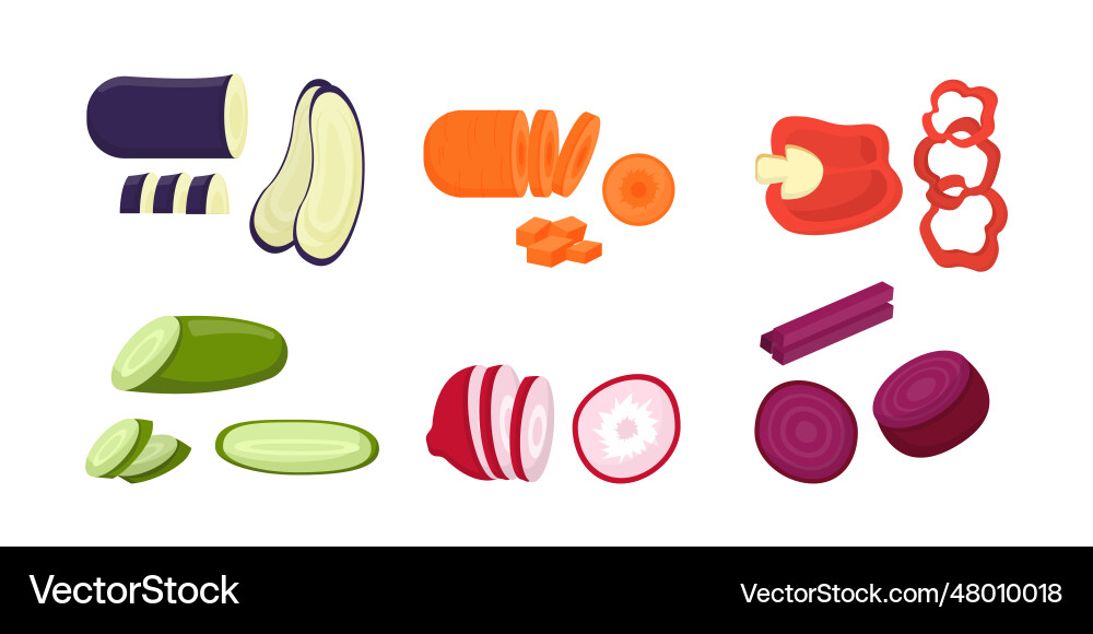 Set of sliced vegetables concept Royalty Free Vector Image