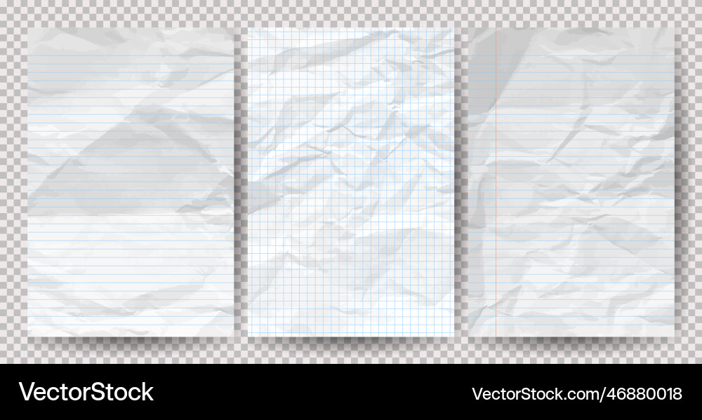 Set of white lean crumpled papers Royalty Free Vector Image