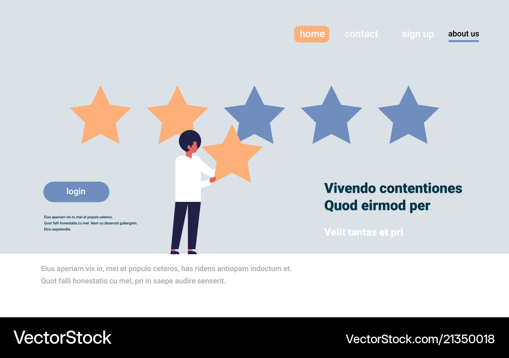 Three star rating man giving feedback concept Vector Image