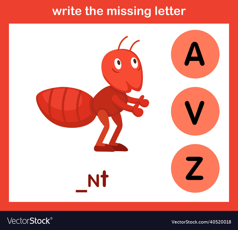 Write the missing letter Royalty Free Vector Image