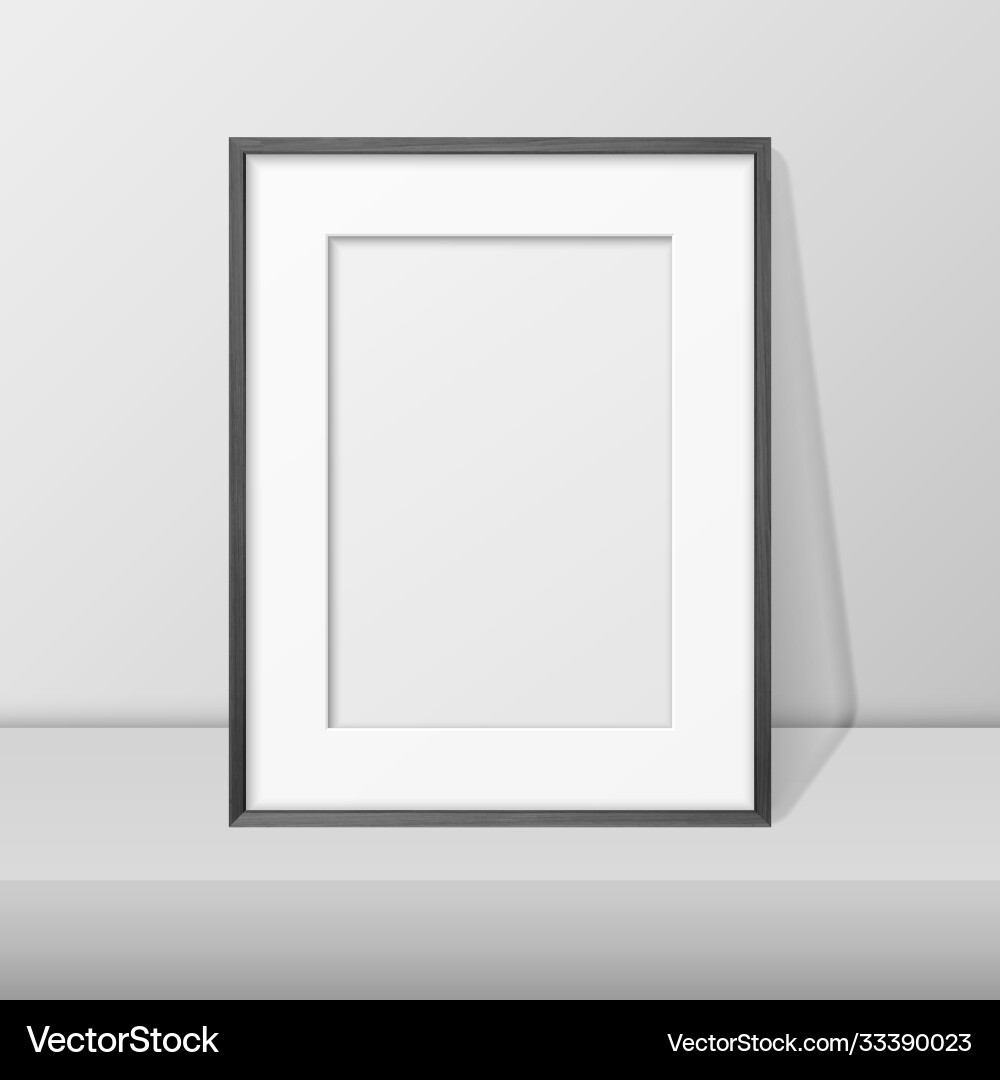 3d realistic a4 black wooden simple modern Vector Image
