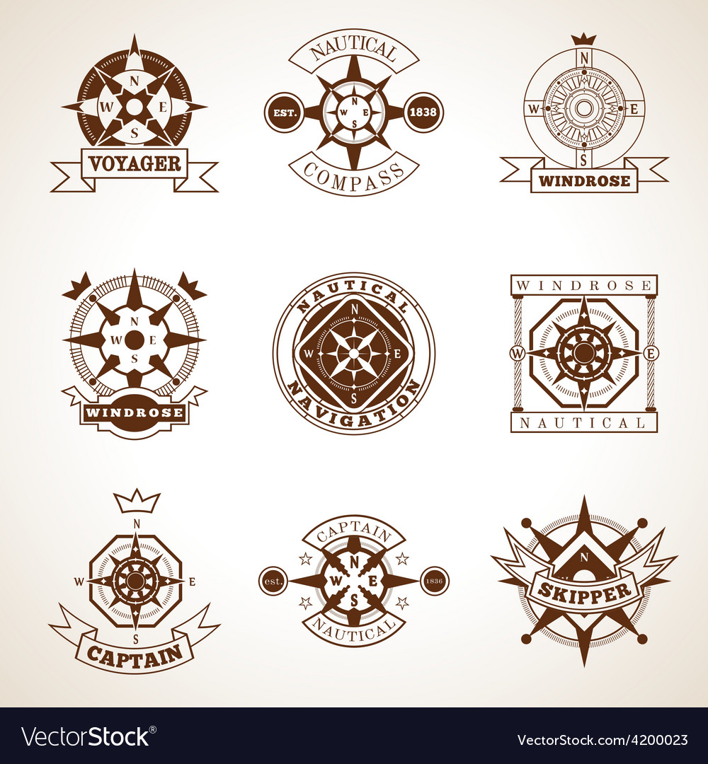 Compass Label Set Royalty Free Vector Image - VectorStock