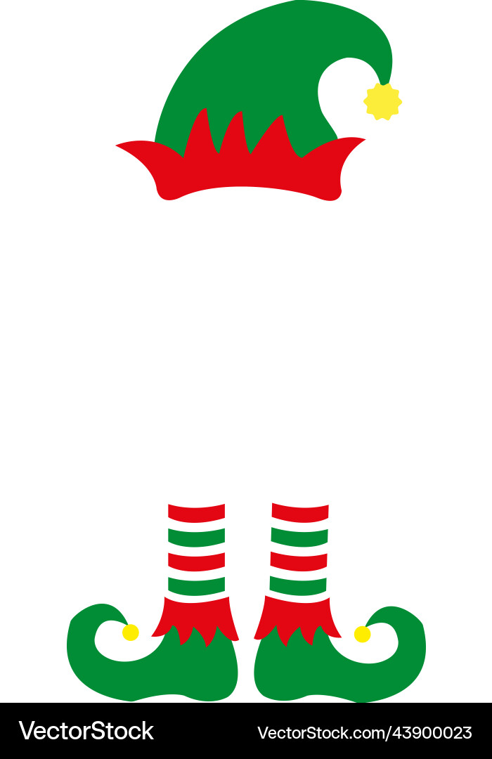 Cute elf christmas hat and boots Royalty Free Vector Image