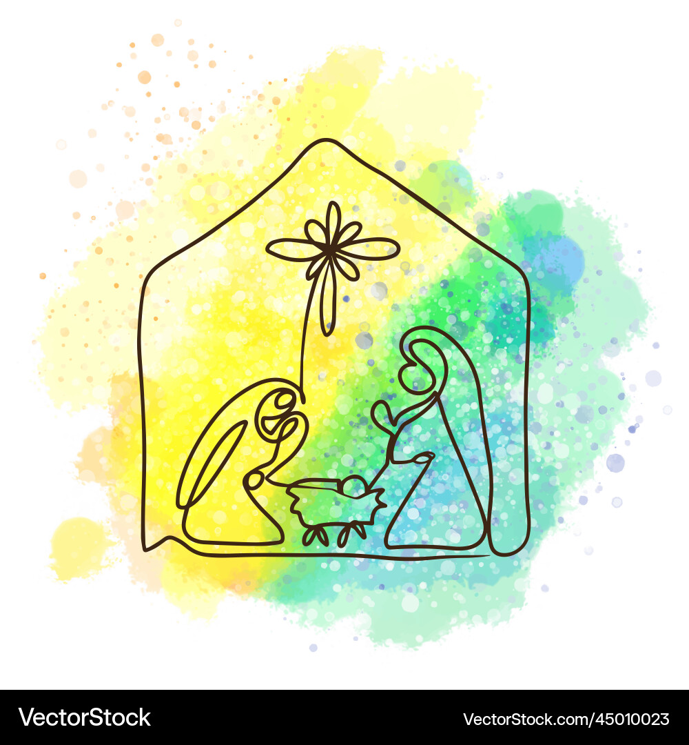Epiphany day one line drawing on a watercolor Vector Image