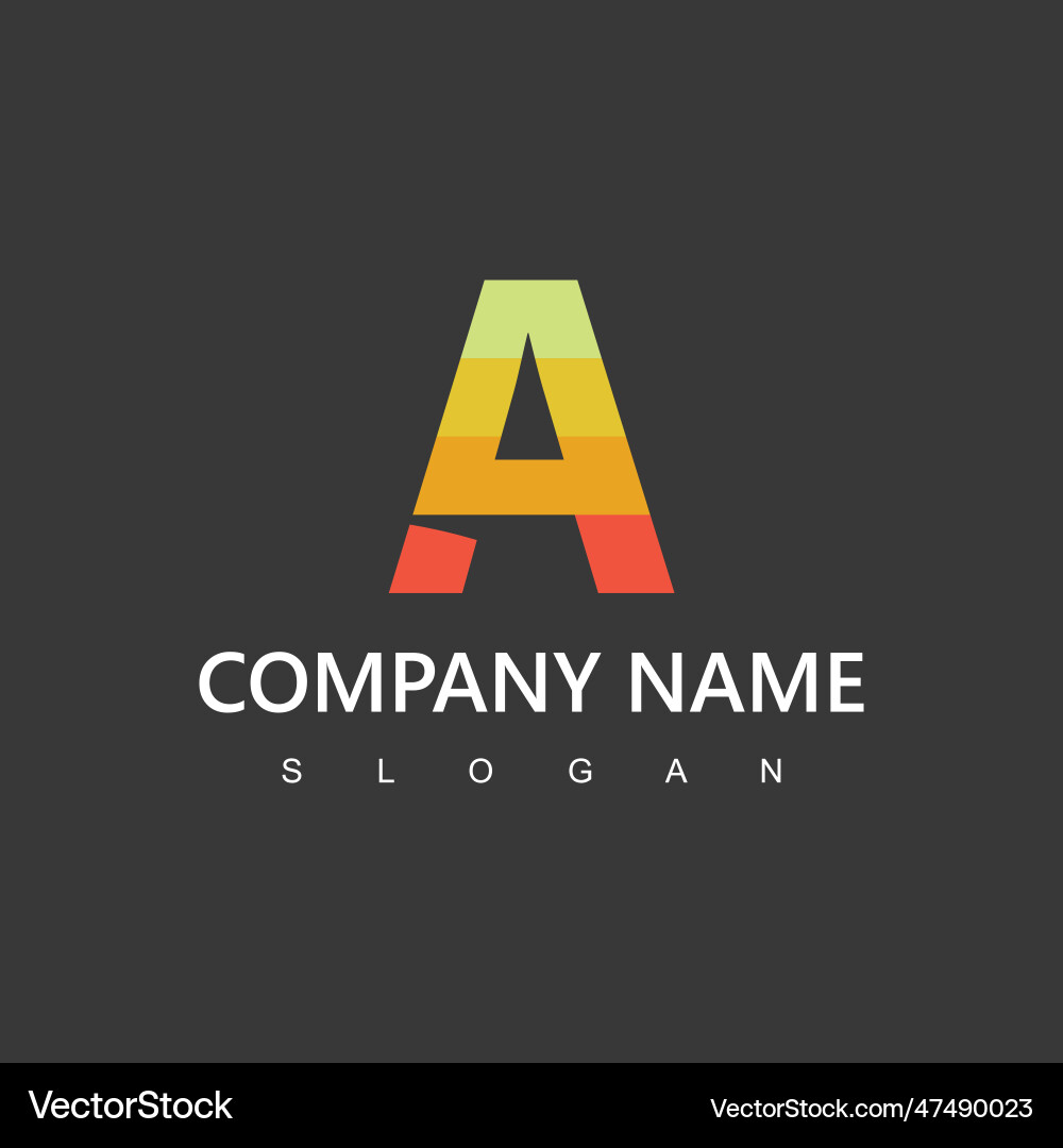 Letter a sunset or sunrise logo design Royalty Free Vector
