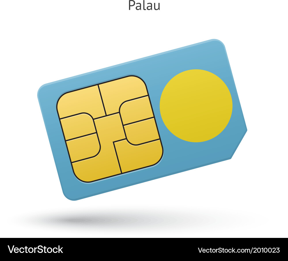 Palau mobile phone sim card with flag Royalty Free Vector