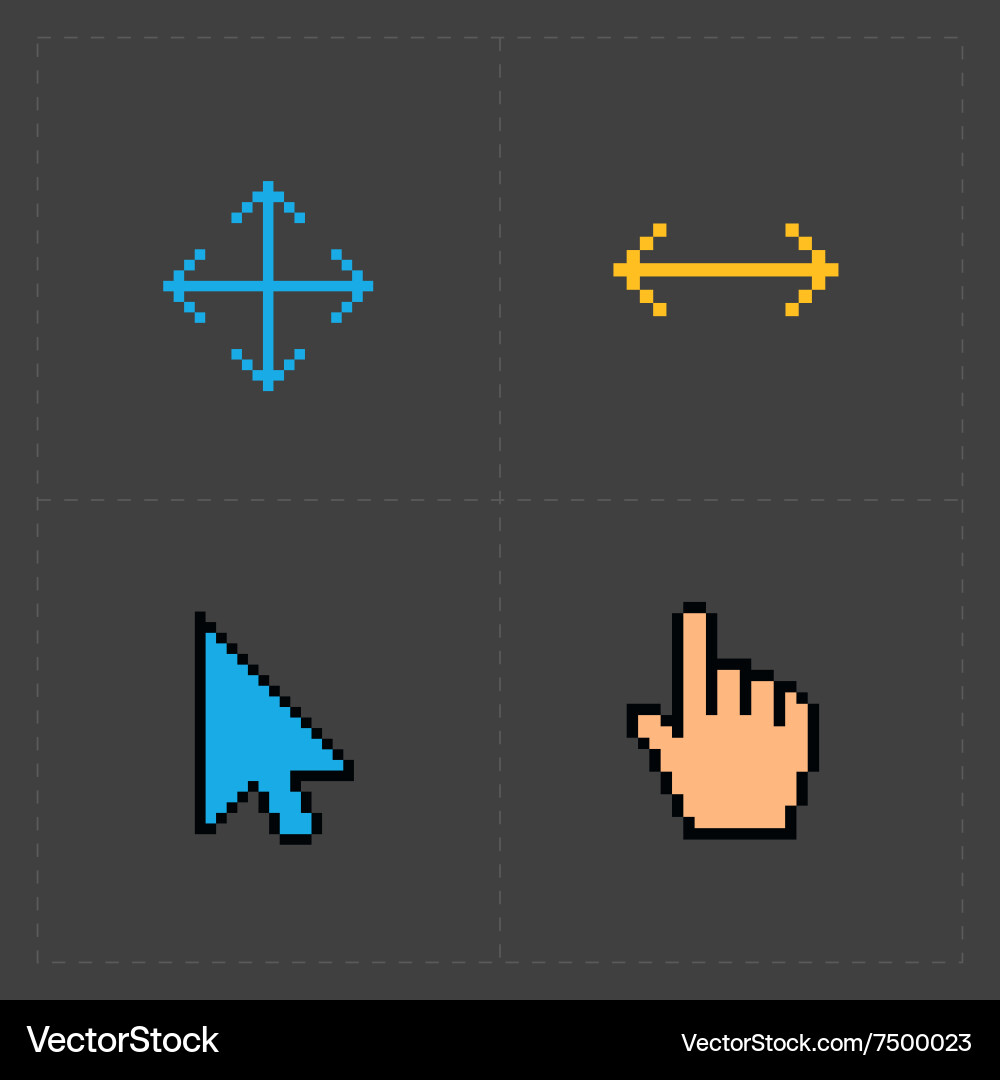 Pixel colorful cursors icons Royalty Free Vector Image