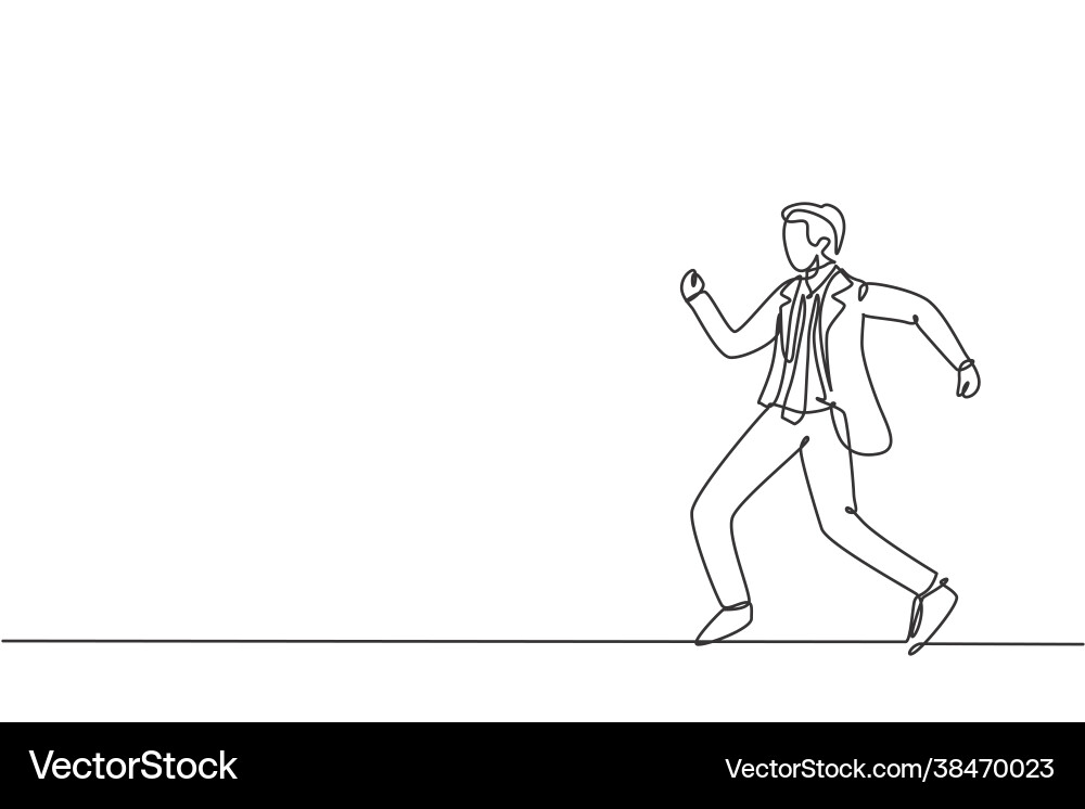 Single one line drawing young business man Vector Image