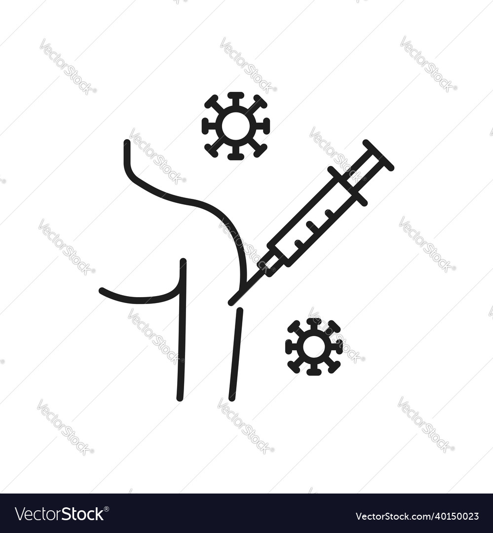 Vaccination thin line icon injection in shoulder Vector Image