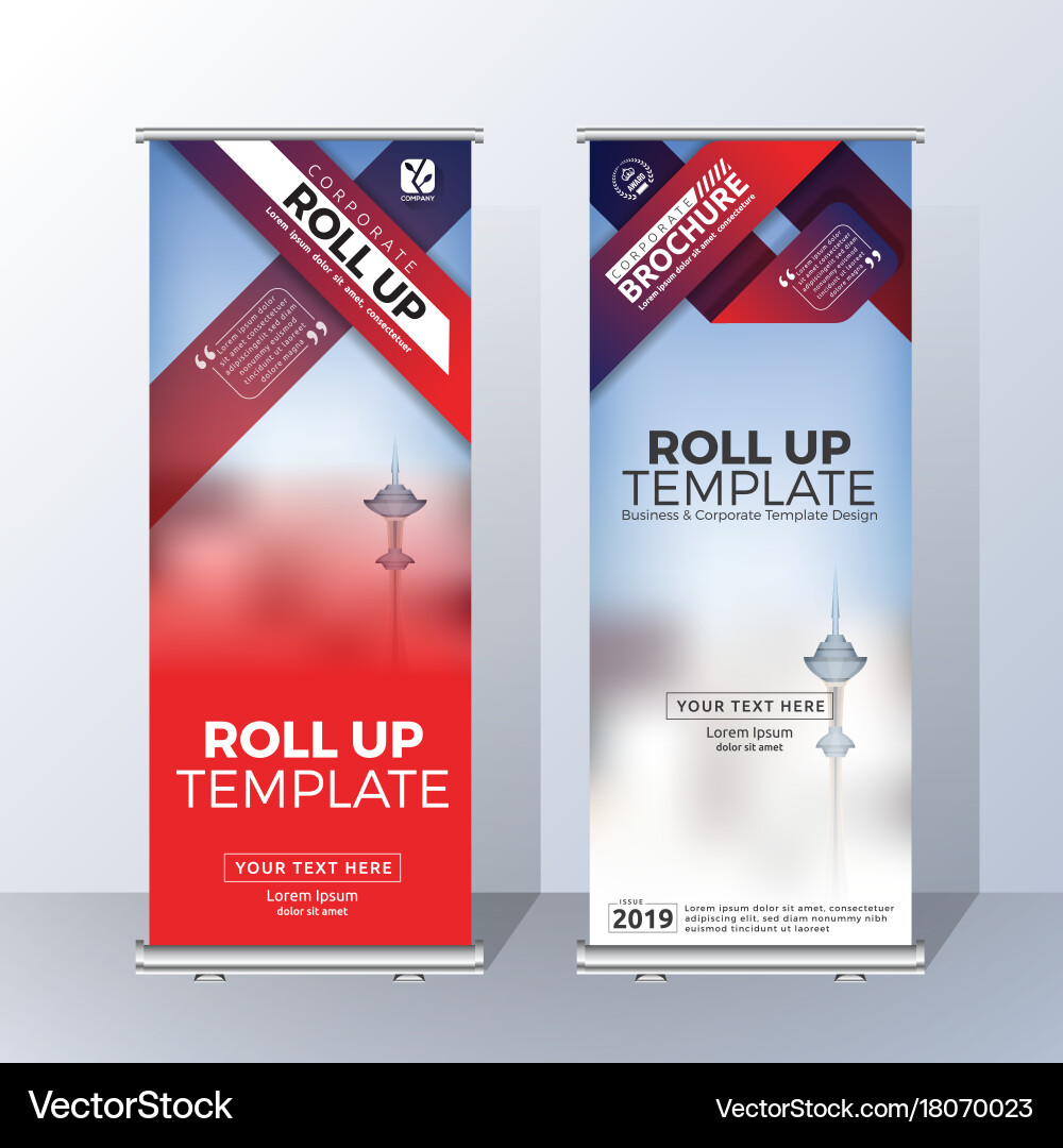 Vertical roll up banner template design Royalty Free Vector