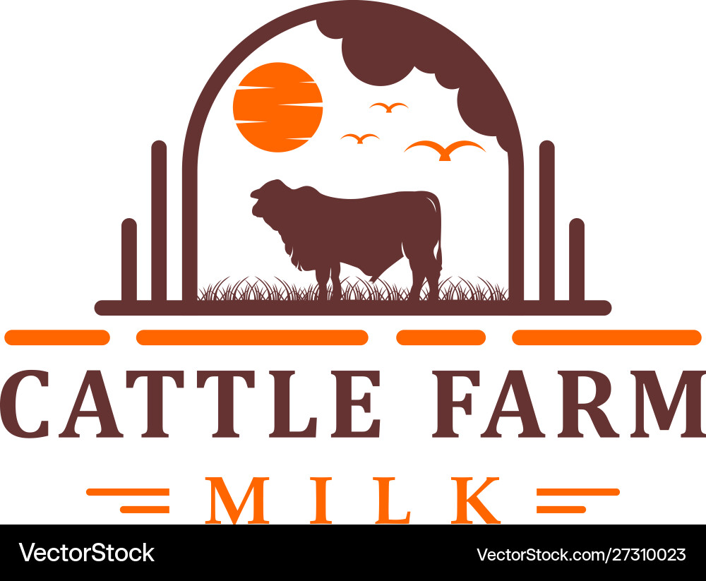 Vintage angus cow logo design template Royalty Free Vector