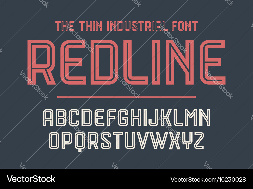 Alphabet and font red line with shadow Royalty Free Vector