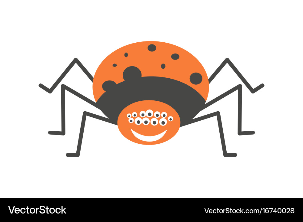 Big spider with many eyes and friendly smile Vector Image