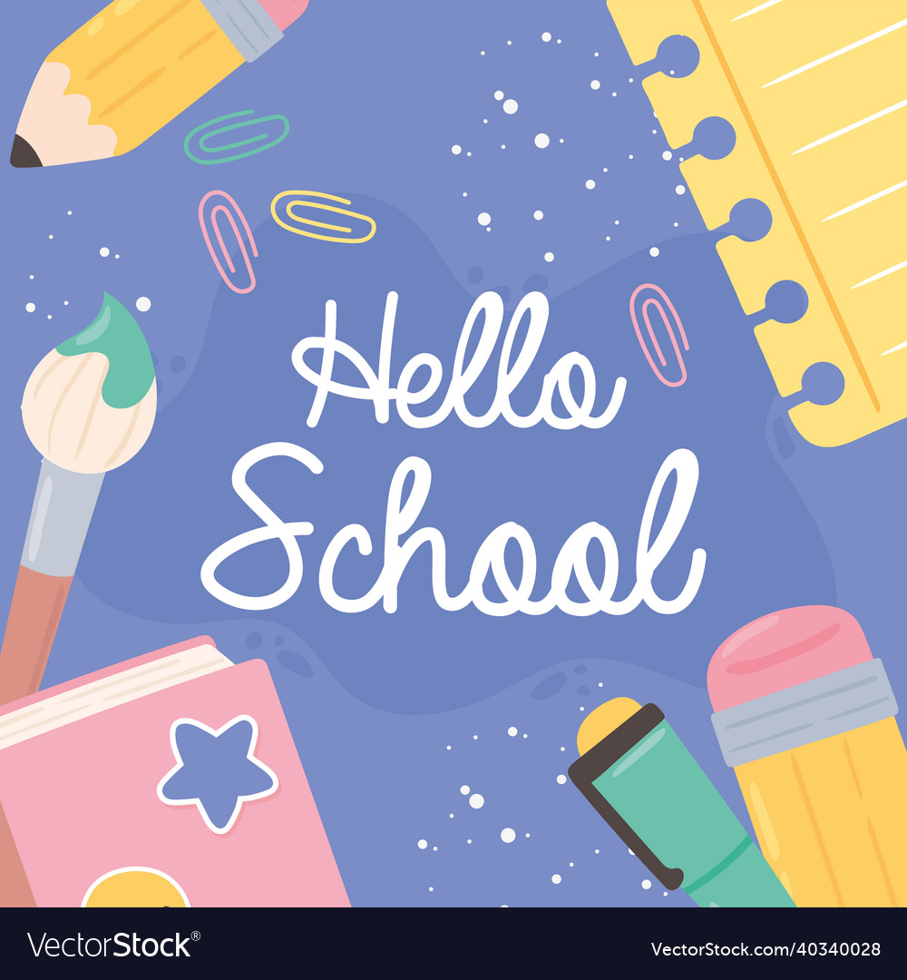 Hello school background Royalty Free Vector Image