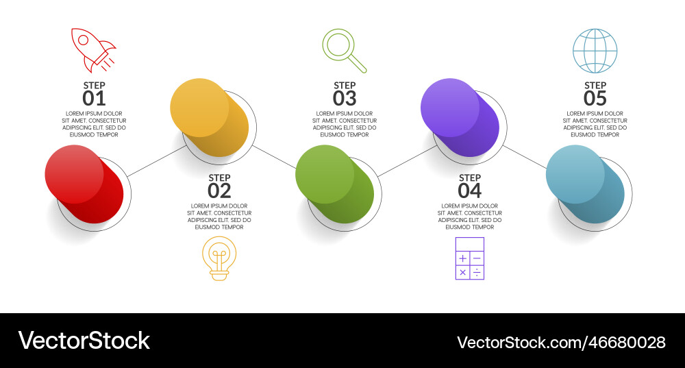 Infographics design template and icons with 5 Vector Image