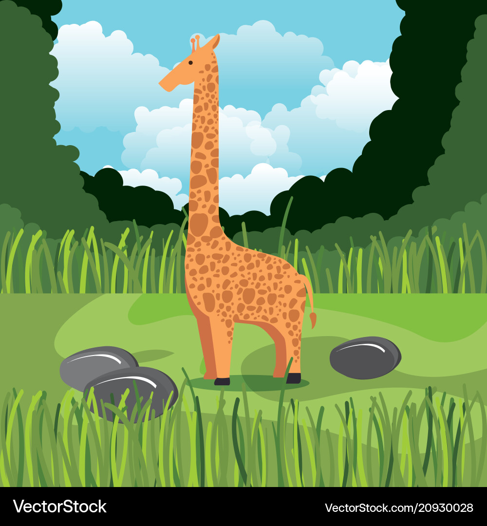 Wild giraffe in jungle scene Royalty Free Vector Image