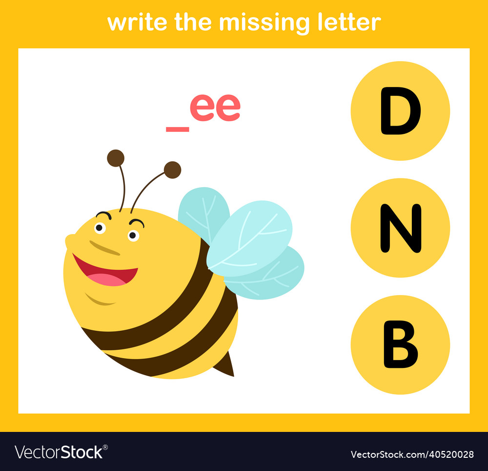 Write the missing letter Royalty Free Vector Image