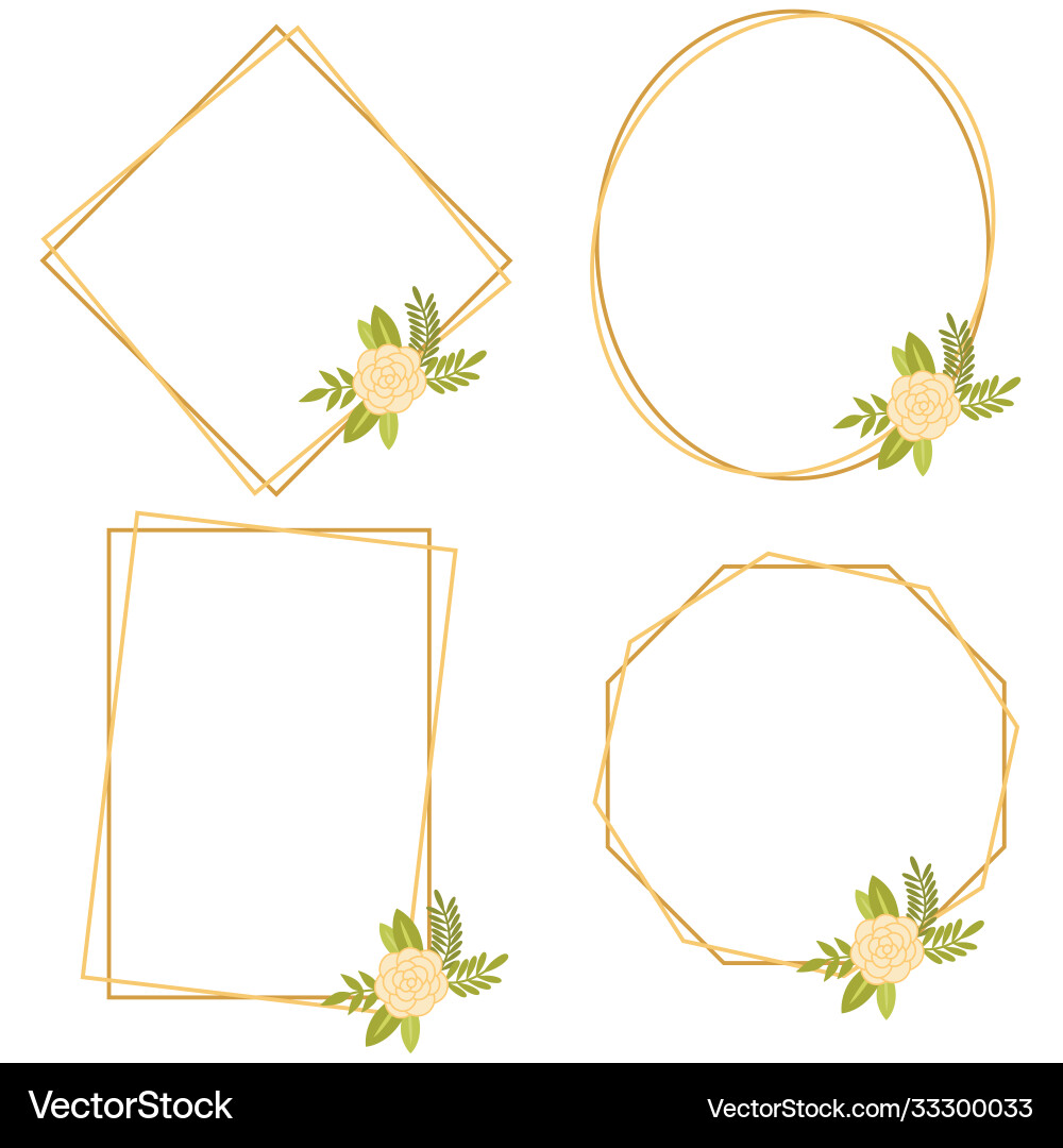040-vintage wedding geometric floral frames Vector Image