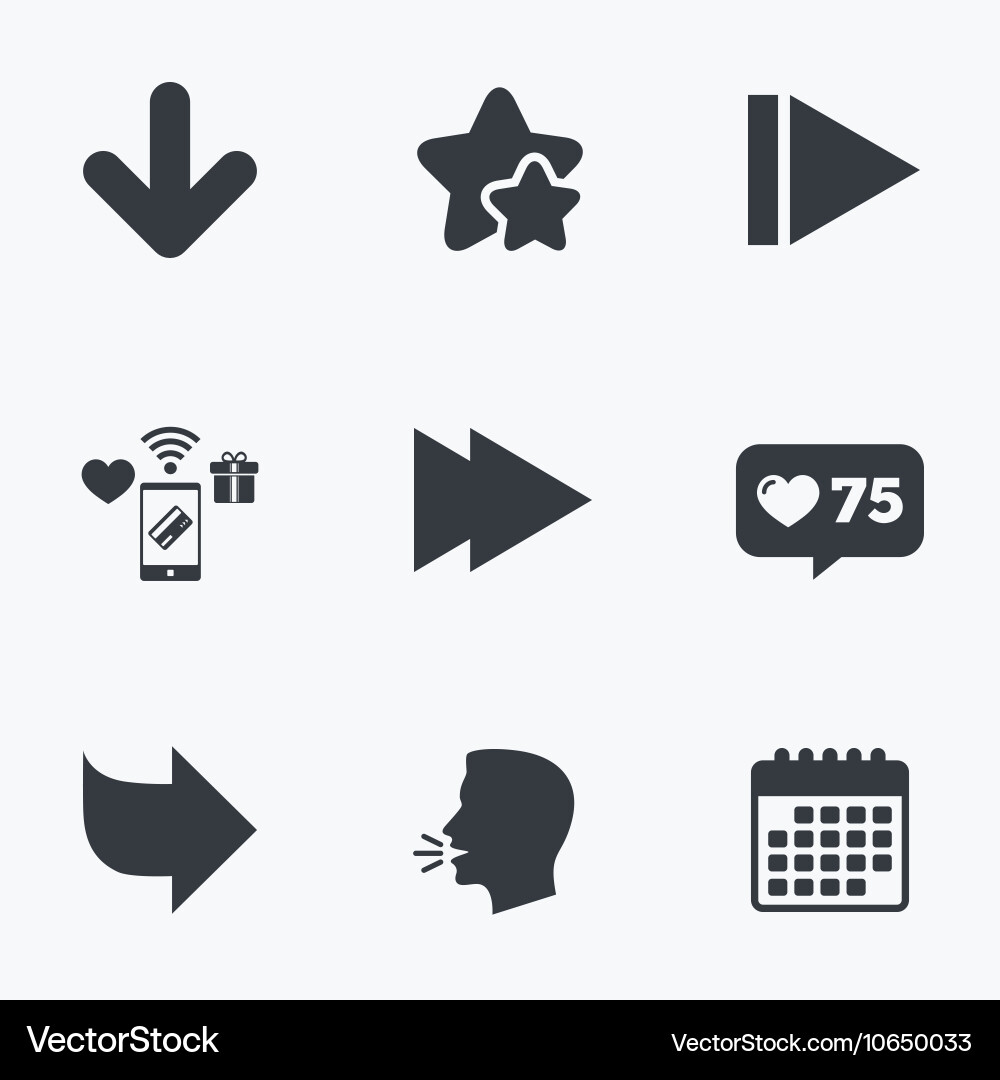 Arrow icons next navigation signs symbols Vector Image