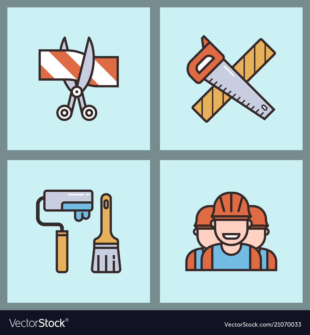Construction linear icons universal Royalty Free Vector