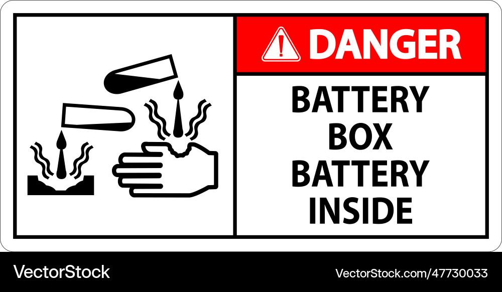 Danger battery box battery inside sign with symbol