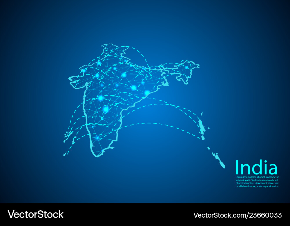 India map with nodes linked by lines concept of Vector Image