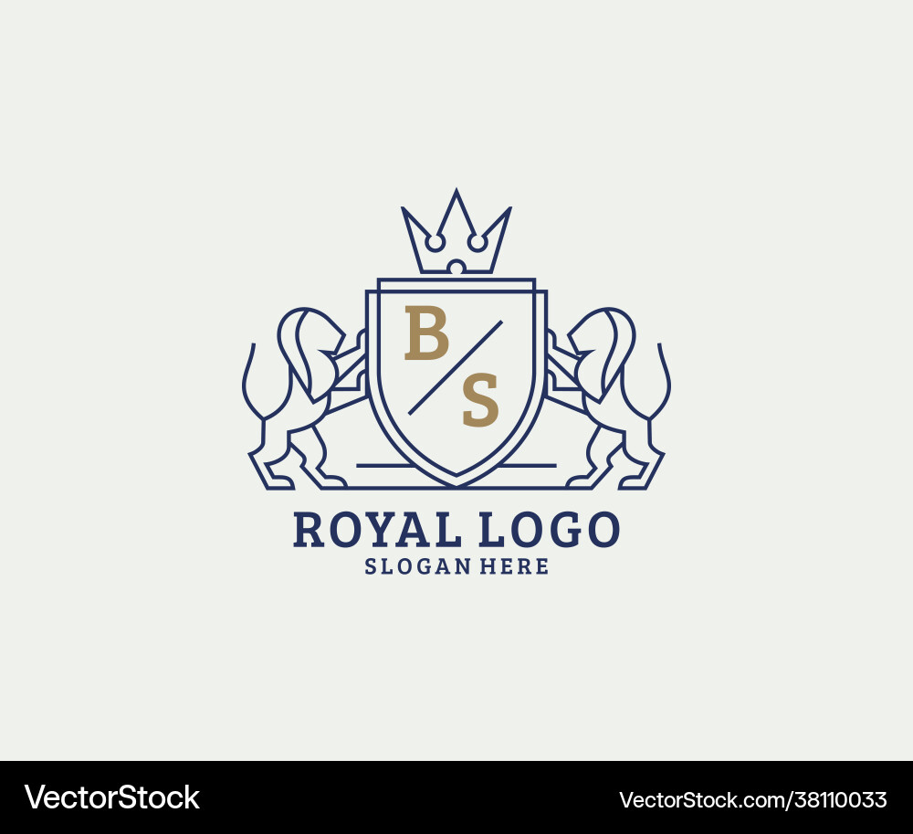 Initial bs letter lion royal luxury logo template Vector Image