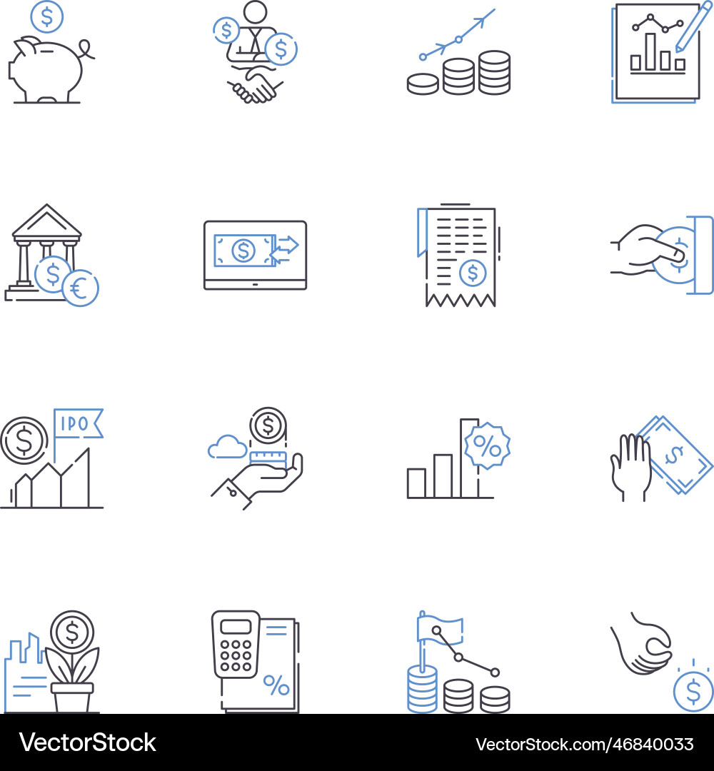 Investment solution provider line icons collection