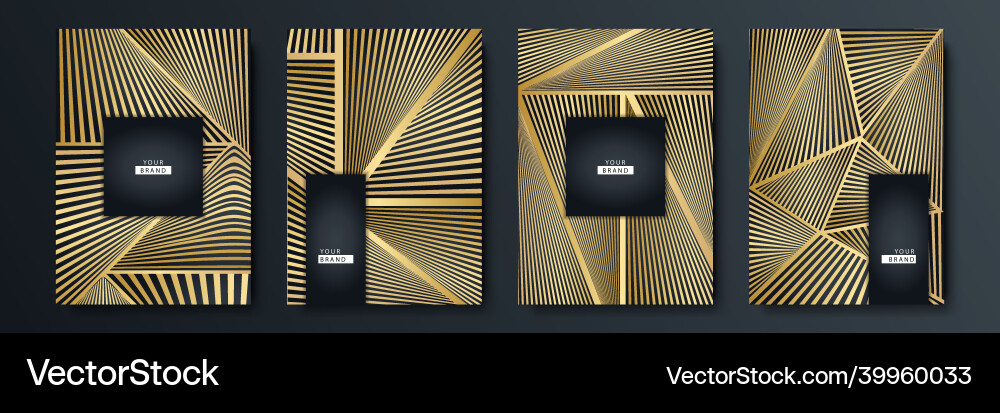 Modern black stripe cover design set luxury Vector Image