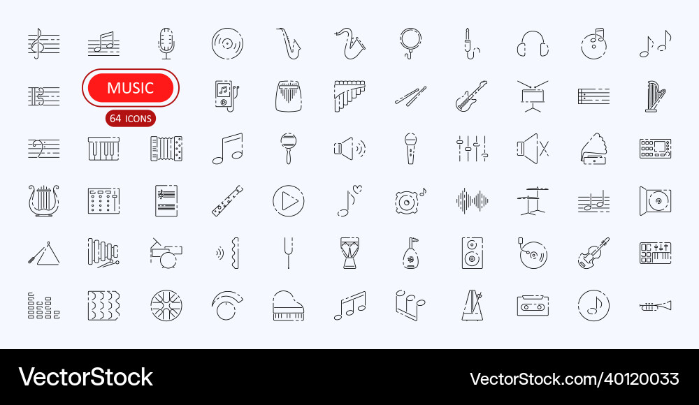 Music linear signs musical instruments icons Vector Image