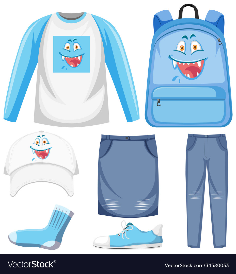 Set clothes object Royalty Free Vector Image - VectorStock