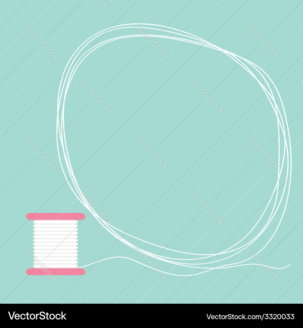 Spool of thread round frame Flat desigh Love card Vector Image