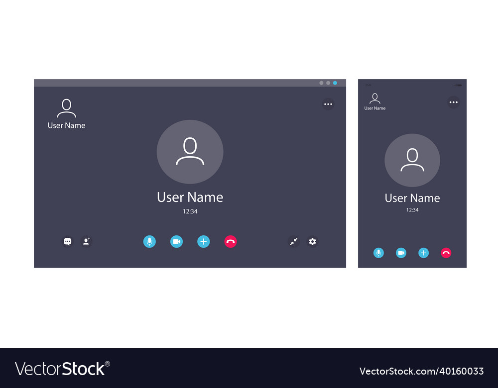 Videocall interface template desktop and mobile Vector Image Videocall interface template desktop and mobile Vector Image