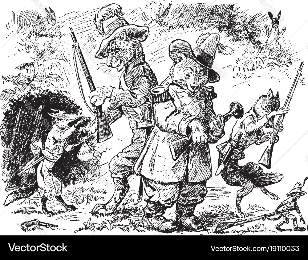 When the animals were at war vintage Royalty Free Vector