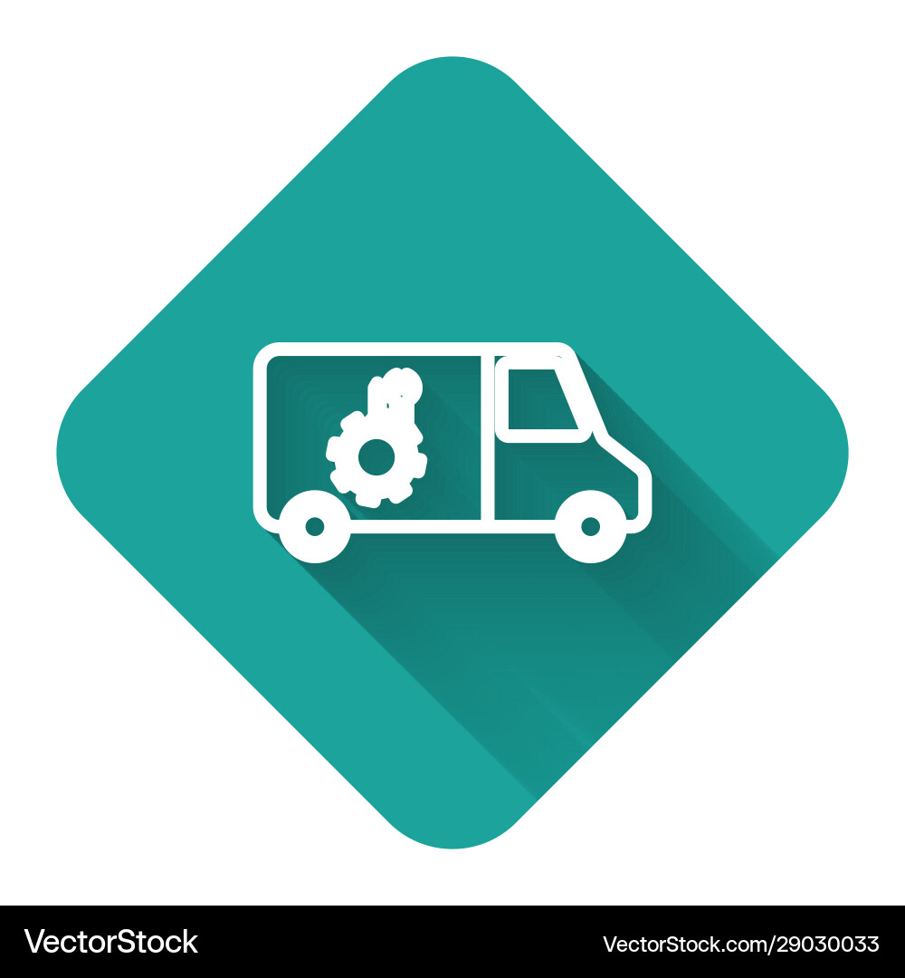 White line car service icon isolated with long Vector Image