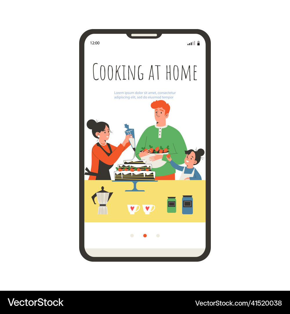 Cooking at home onboarding web page for mobile app