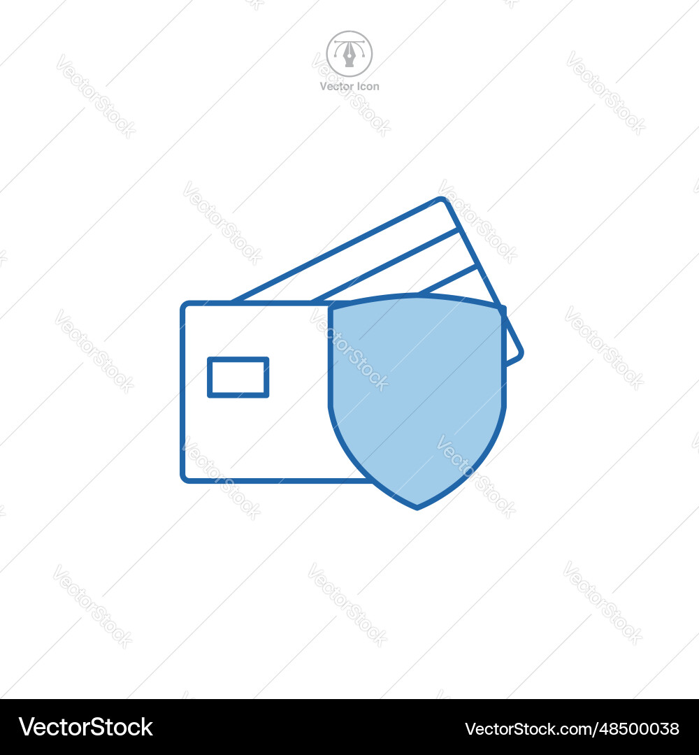 Credit card with shield icon symbol isolated Vector Image