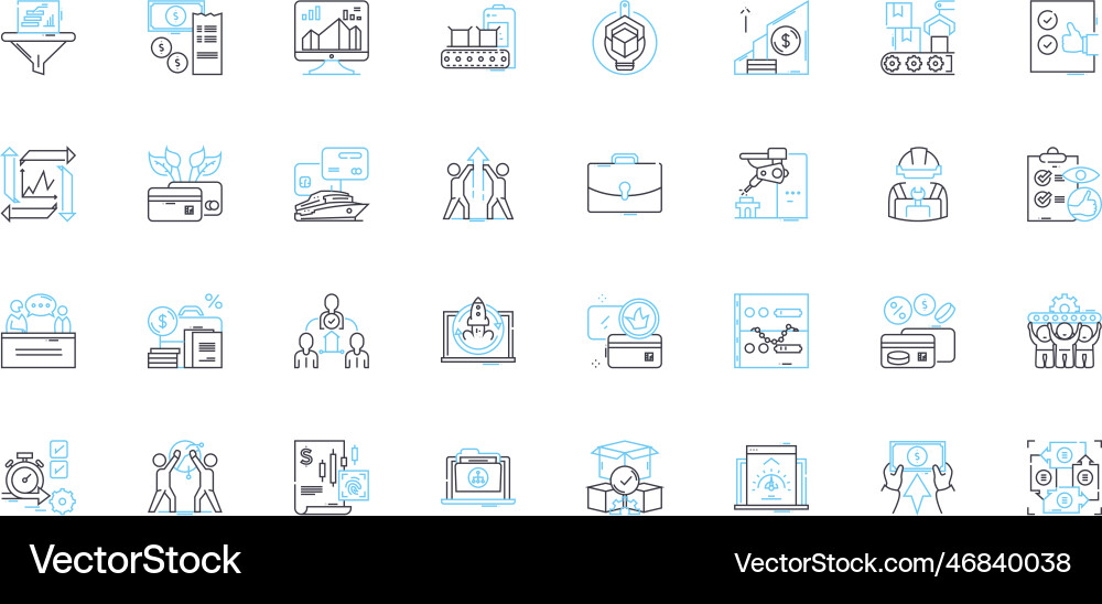 Currency gains linear icons set profits gain Vector Image
