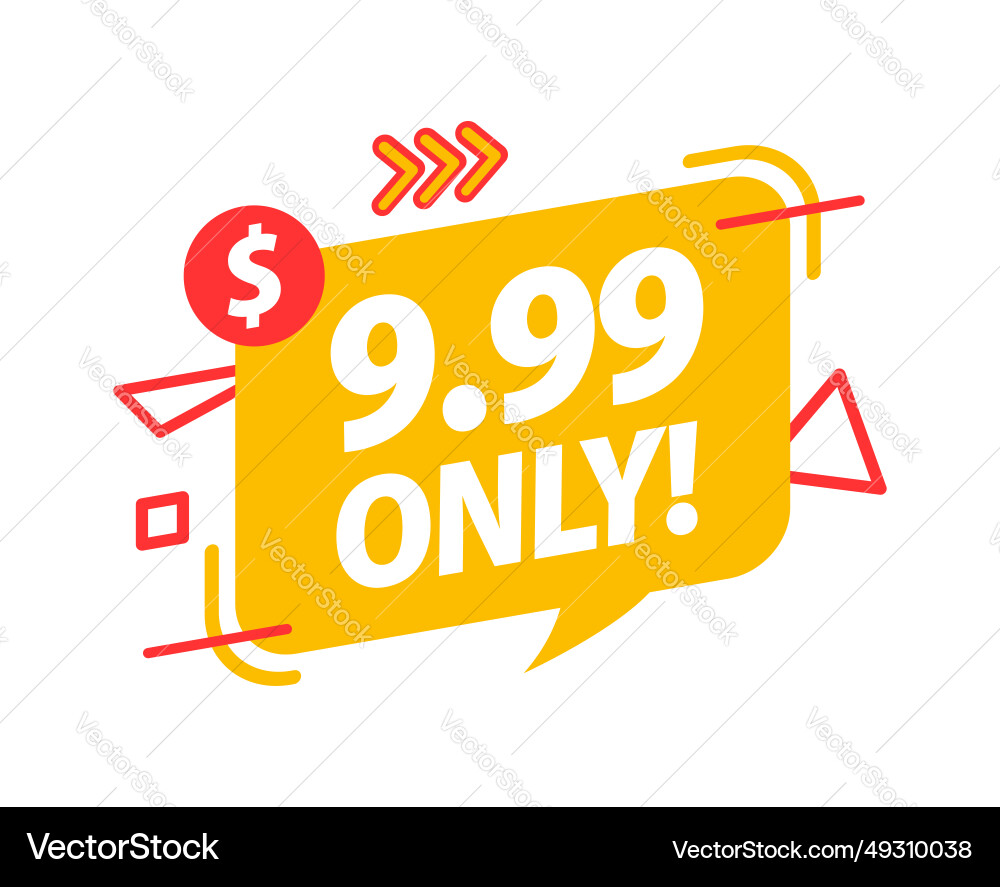 Dynamic 999 only price tag design in red Vector Image