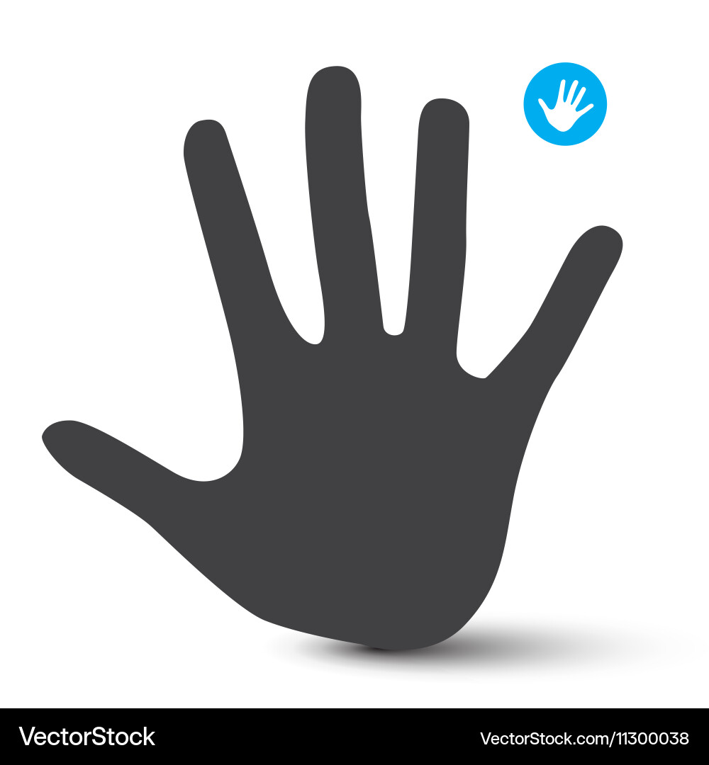Hand Icon Palm Hand Symbol Isolated on White Vector Image