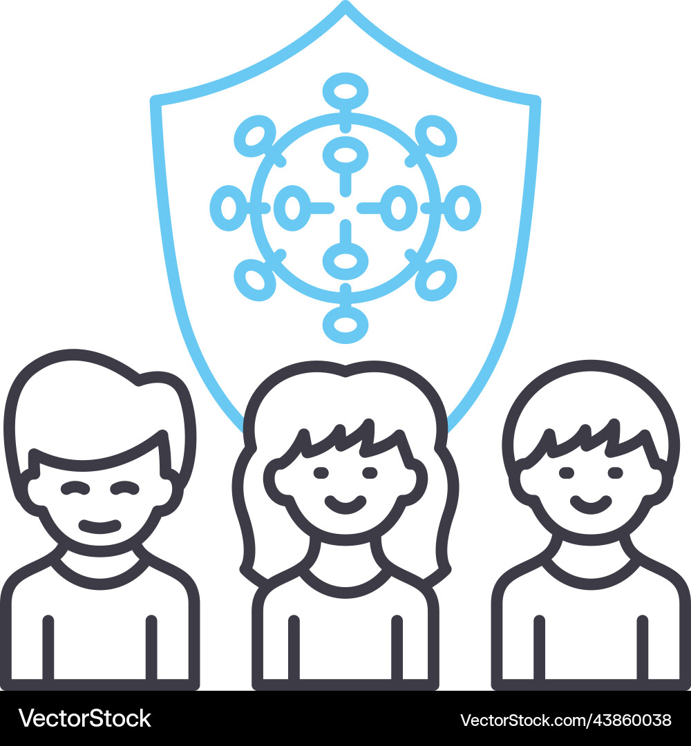 Herd immunity line icon outline symbol Royalty Free Vector