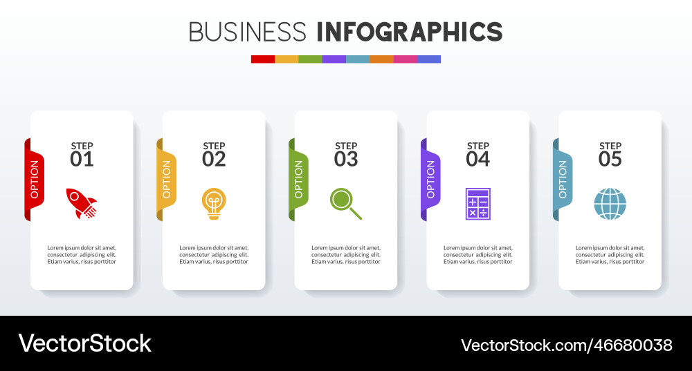 Infographics design template and icons with 5 Vector Image