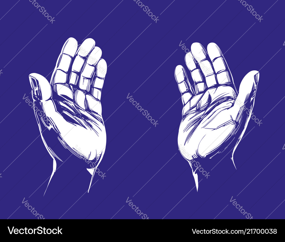 Praying hands symbol christianity hand drawn Vector Image