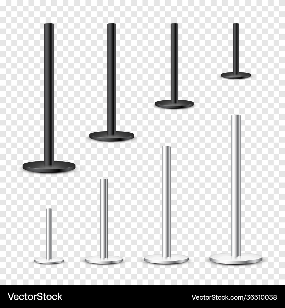 Realistic metal poles collection isolated on Vector Image