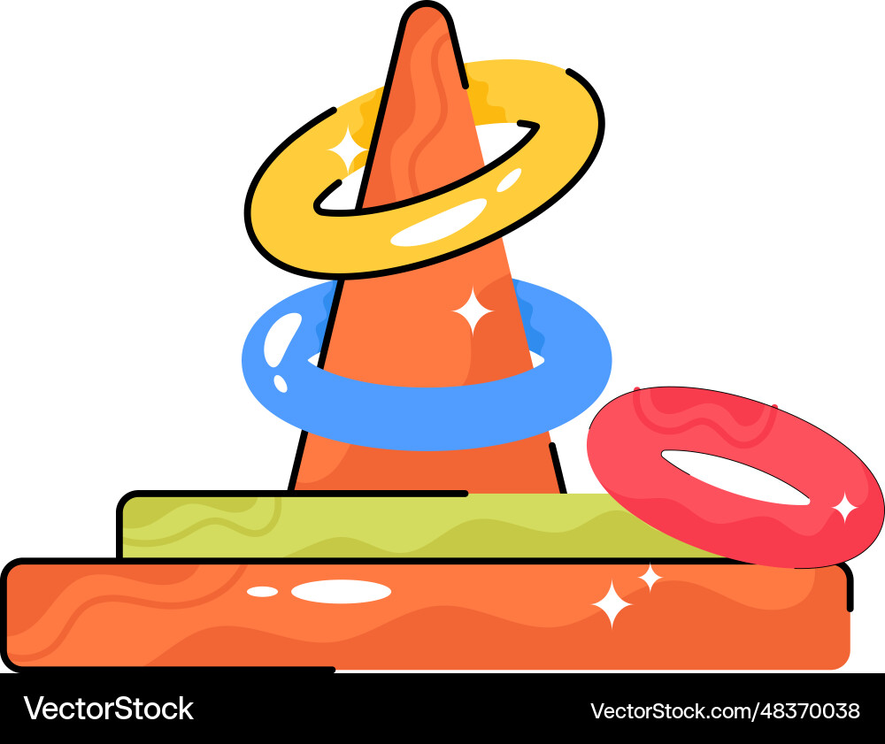 Ring toss doodle colorful sticker eps 10 Vector Image