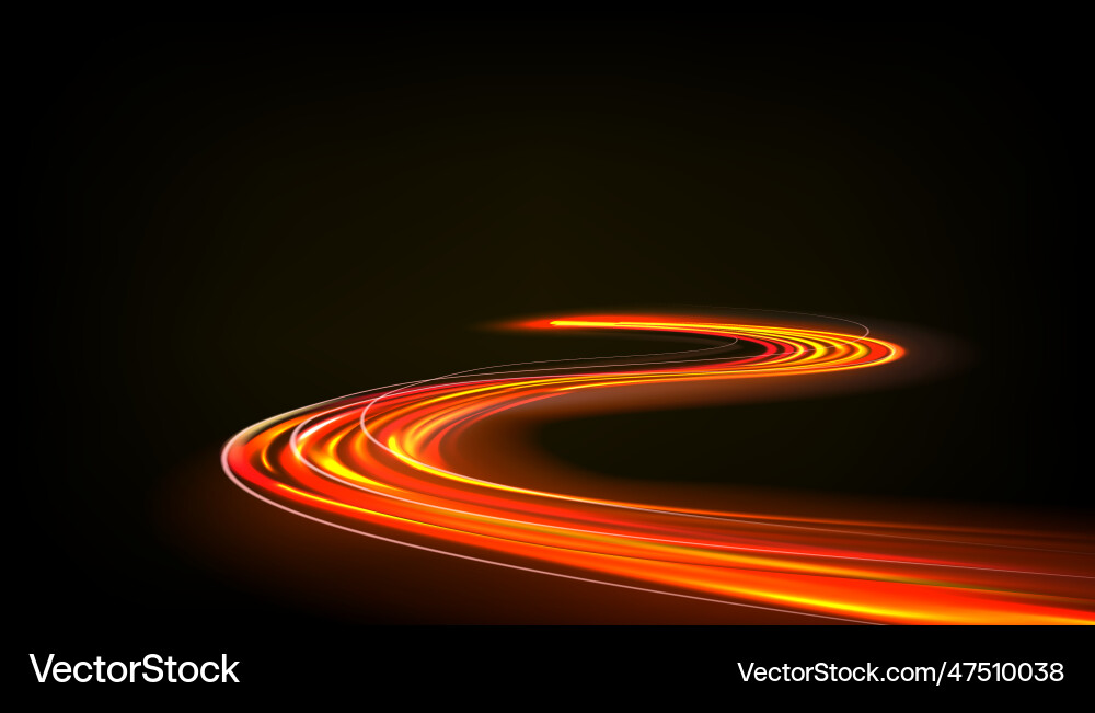 Road light curve streak trail line fast speed Vector Image