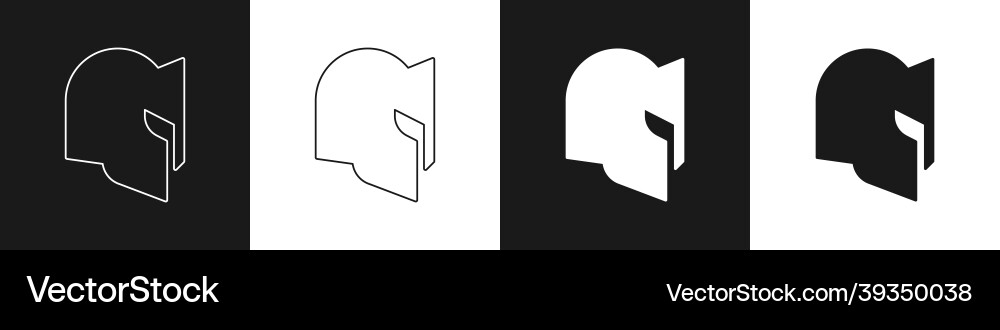Set medieval iron helmet for head protection icon Vector Image